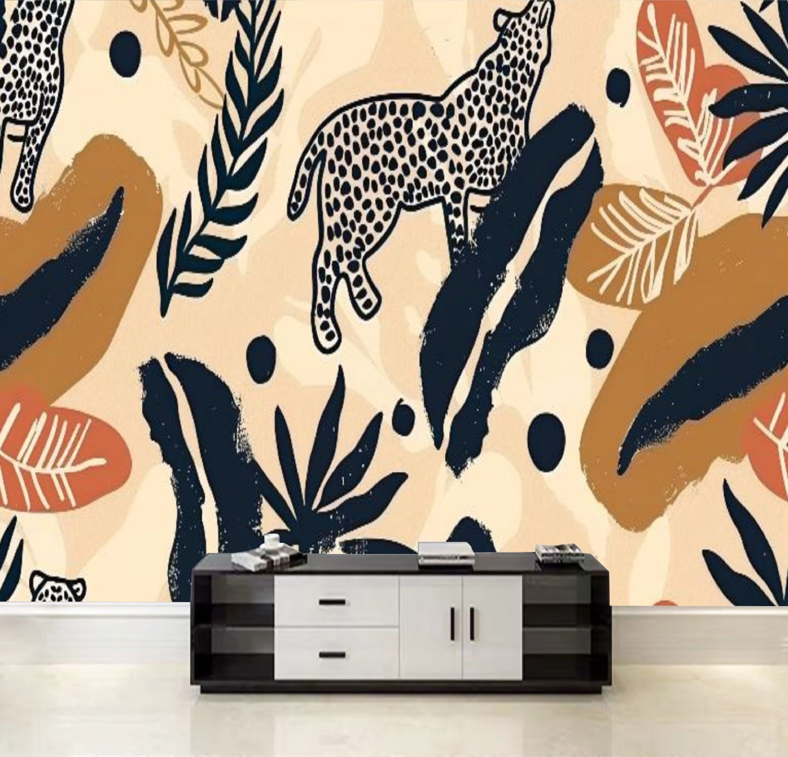 Peel and Stick Wallpaper Hand drawn minimal abstract pattern leopards ...