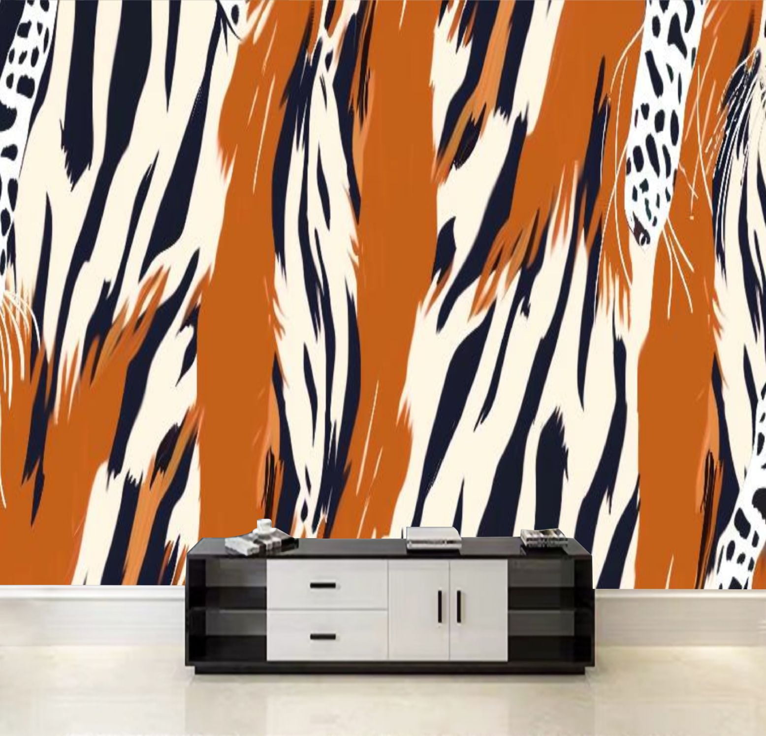 Peel and Stick Wallpaper Hand drawn trendy abstract tiger striped print ...