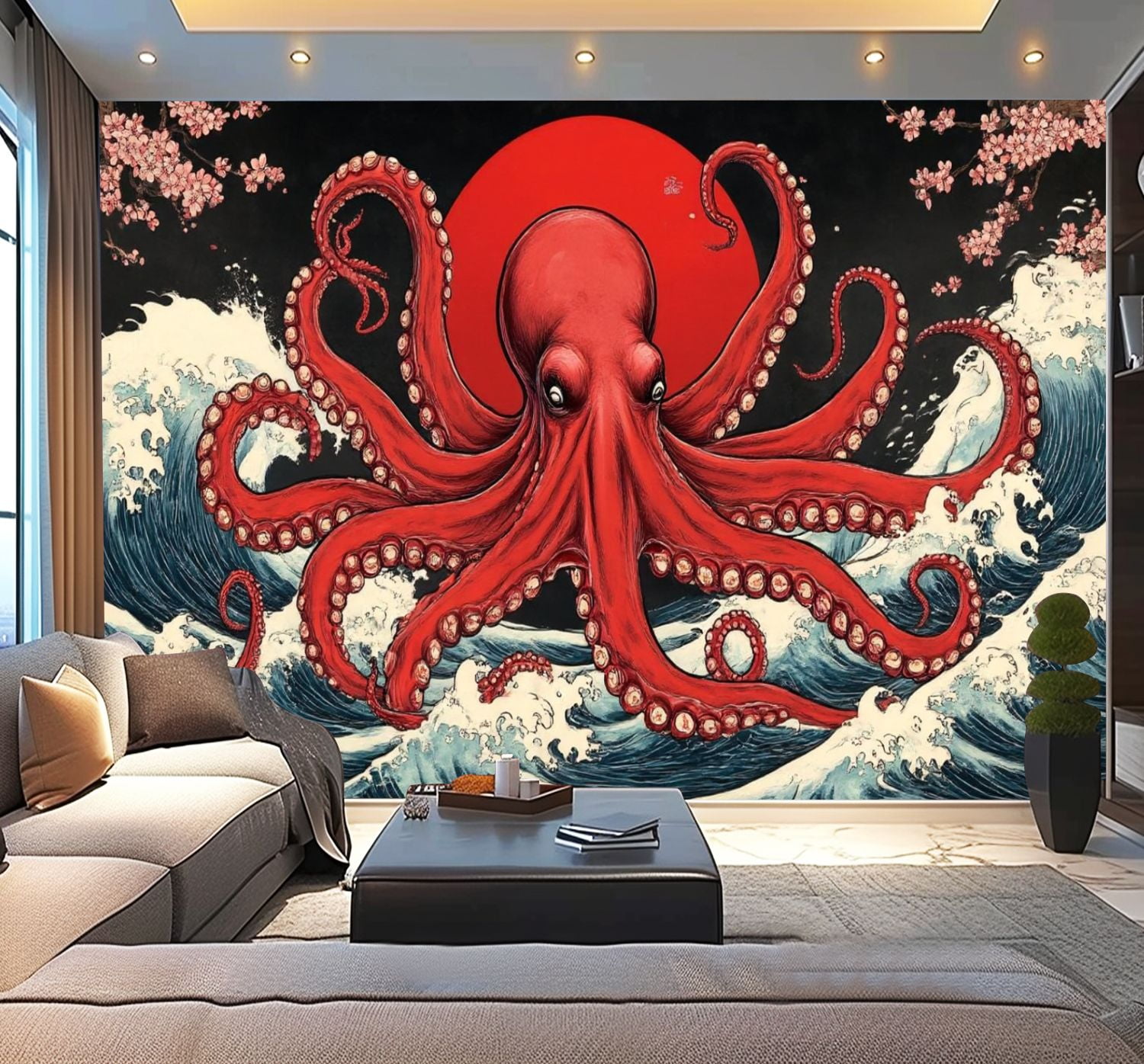 Peel and Stick Wallpaper Japanese Wave Japanese Traditional 3D Wall ...