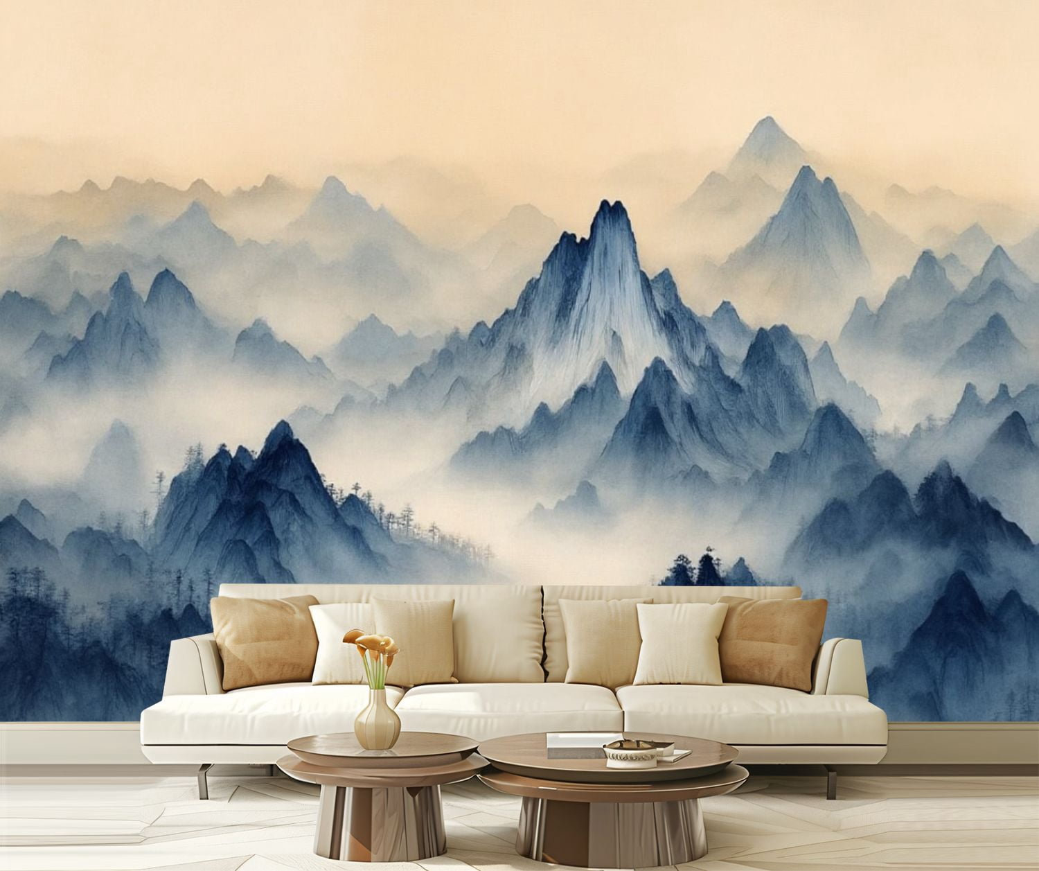 Peel and Stick Wallpaper Large Mountain Mural Distressed Nature ...