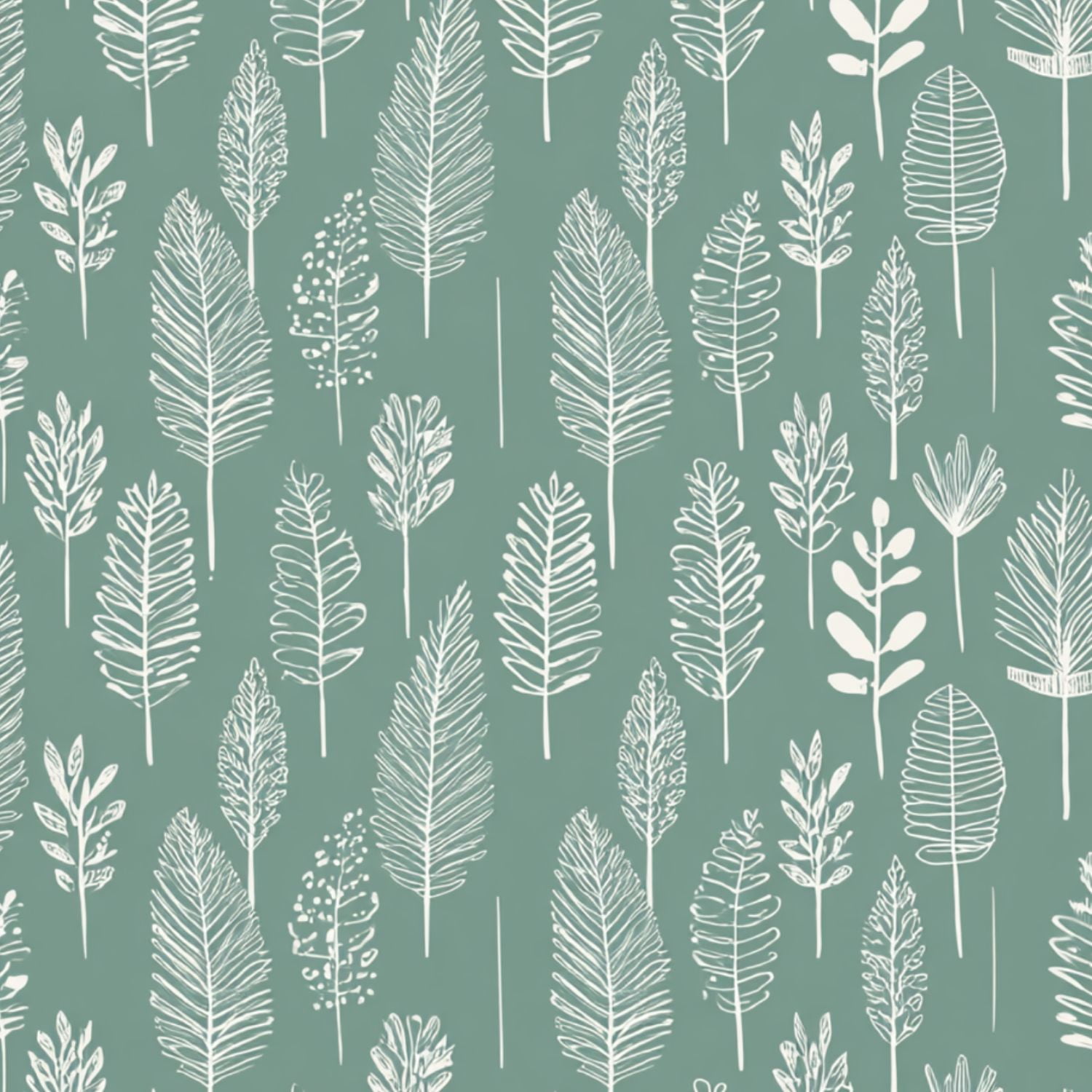 Peel and Stick Wallpaper Leaf Green White Modern Farmhouse Fern Leaves ...
