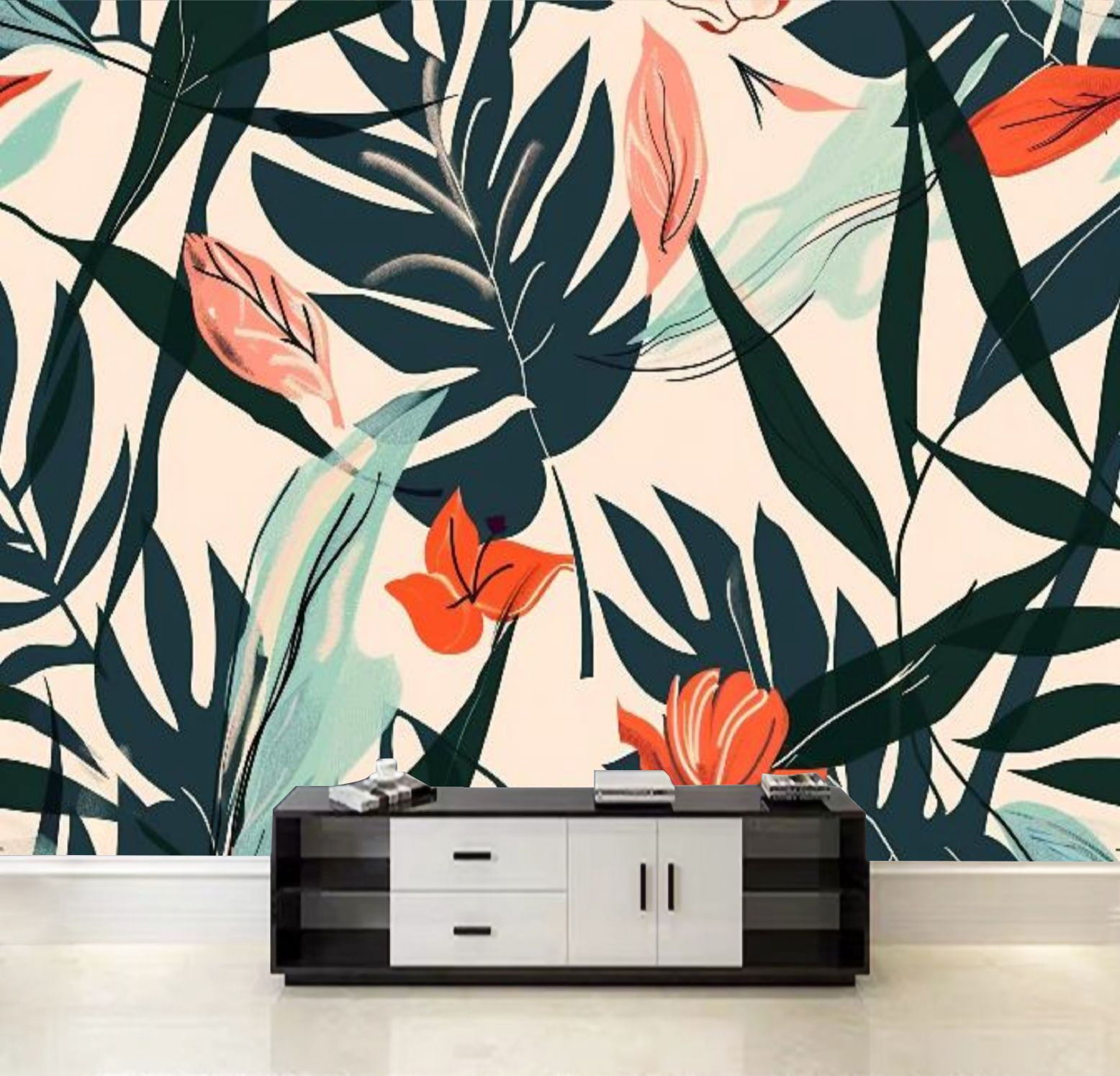 Peel and Stick Wallpaper Leaves grass spots stripes circles Camouflage ...