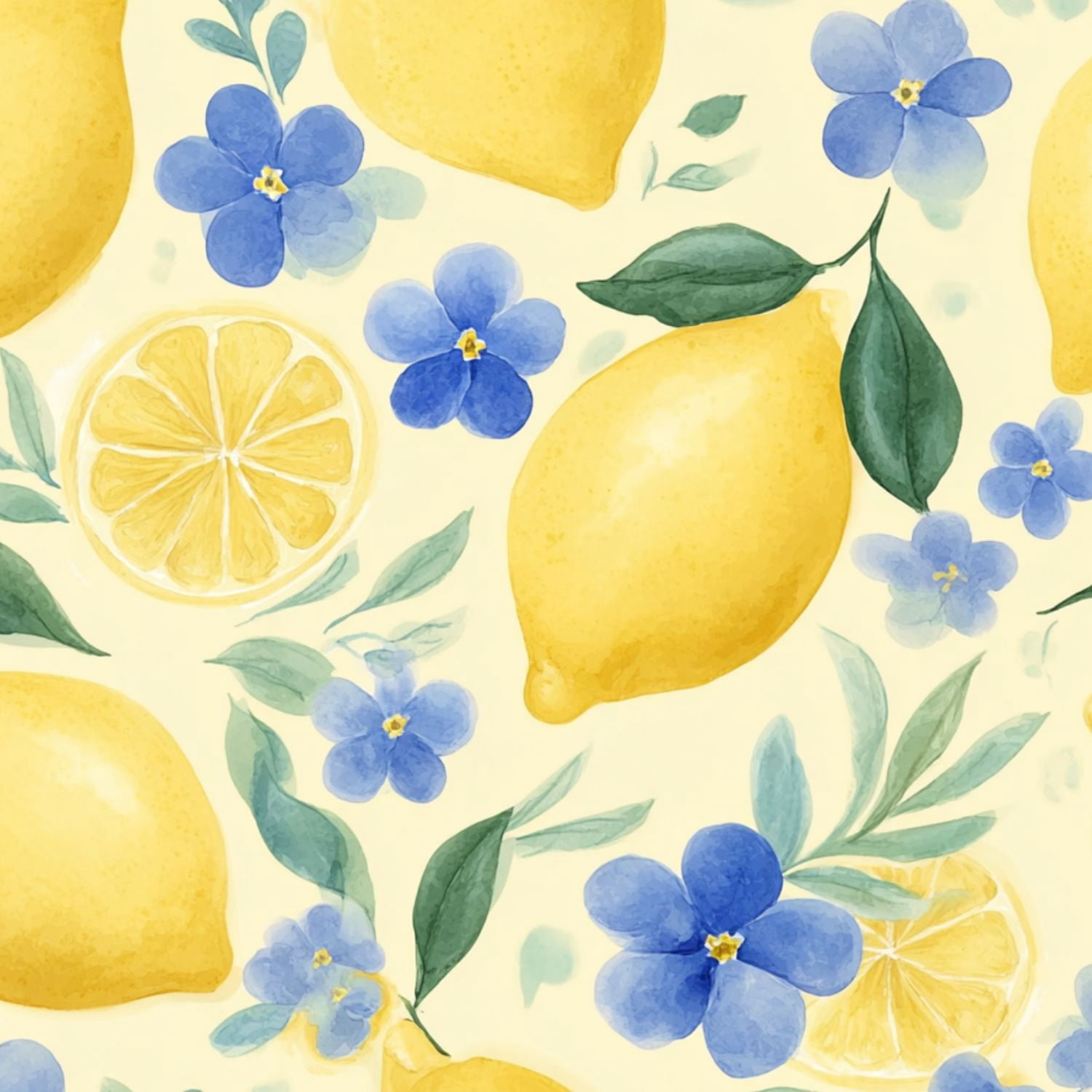 Peel and Stick Wallpaper Lemon Violet Floral Soft Yellow Wall Mural 17 ...