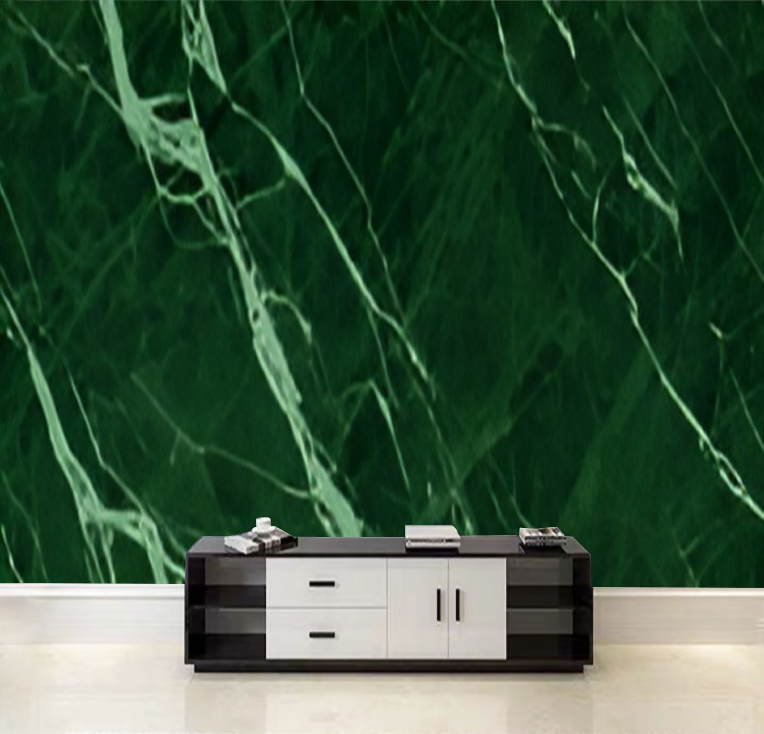Peel and Stick Wallpaper Marble texture Green floor Stone wall tiles ...