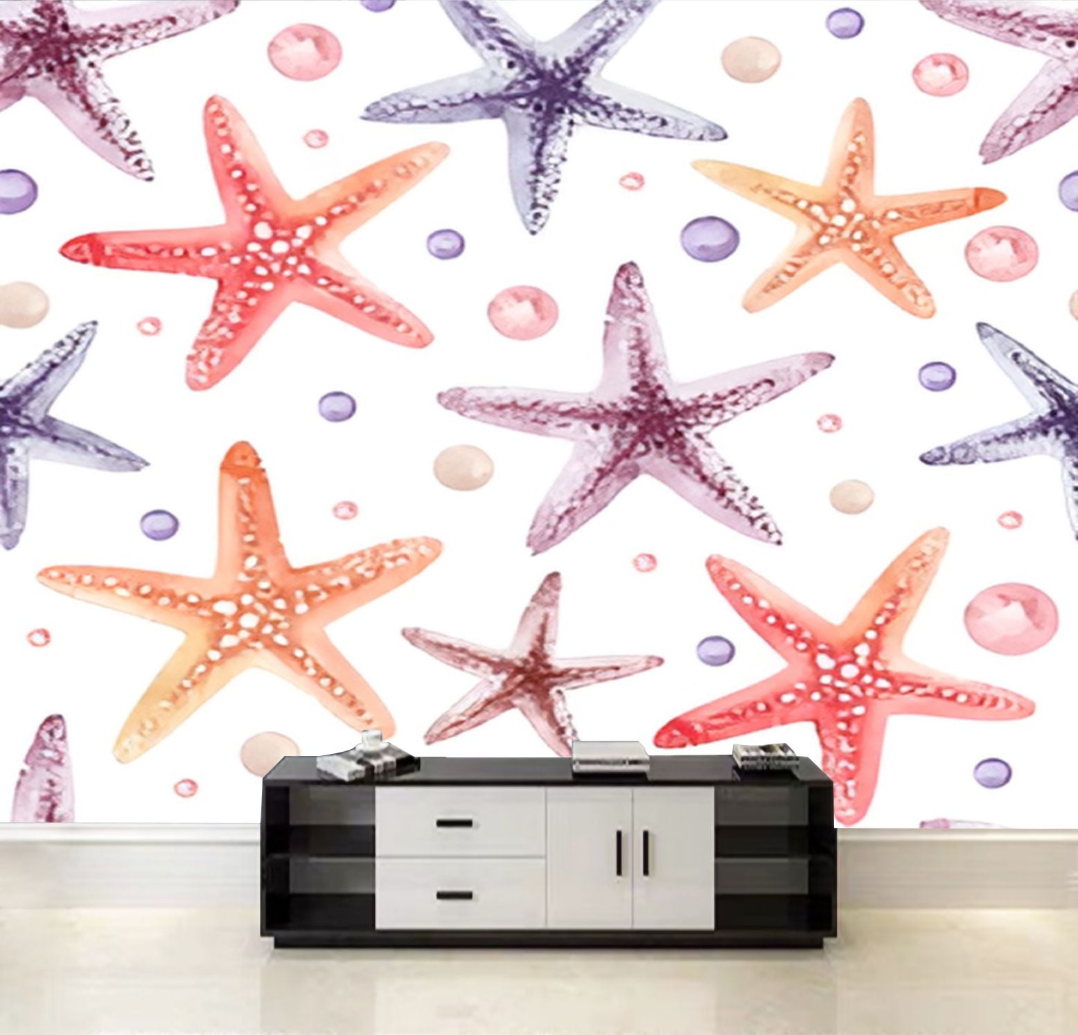 Peel and Stick Wallpaper Marine seamless pattern marine animals corals ...