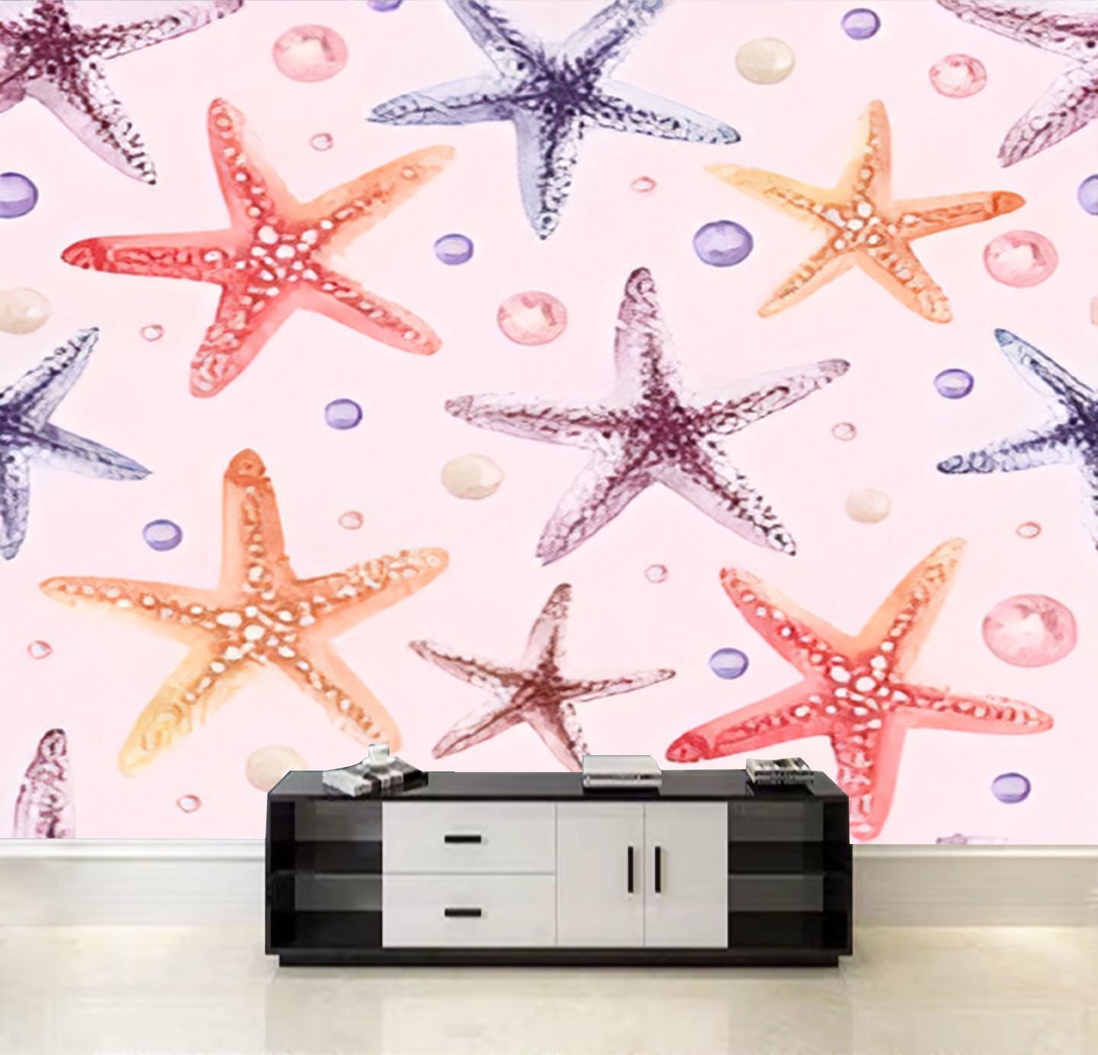 Peel and Stick Wallpaper Marine seamless pattern marine animals corals ...