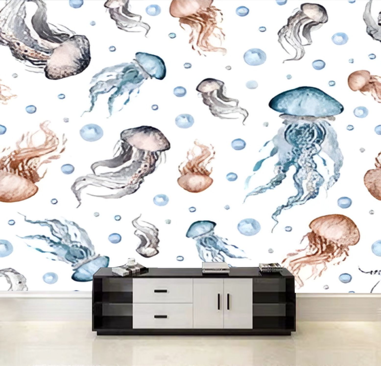 Peel and Stick Wallpaper Marine seamless pattern marine animals corals ...