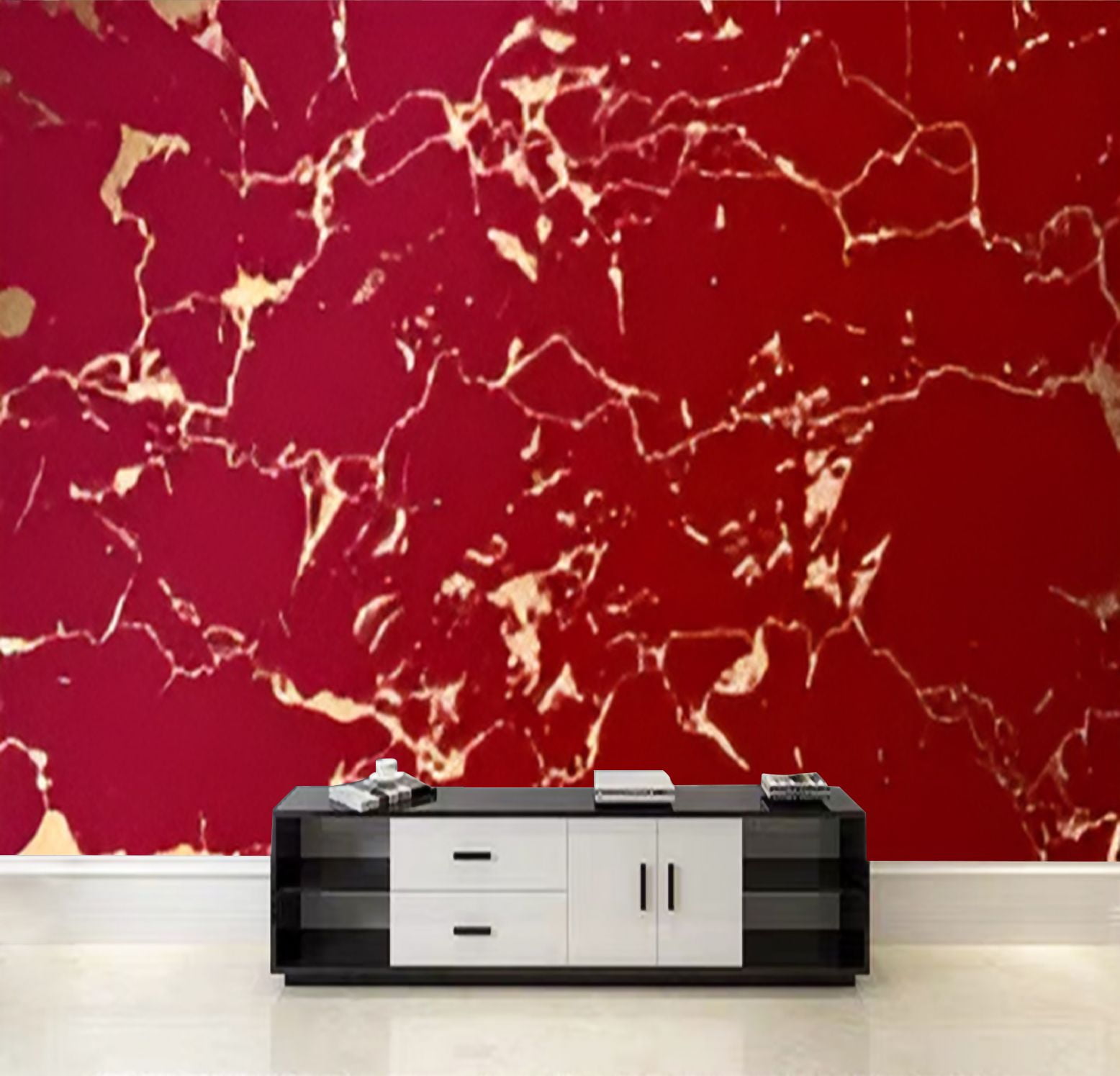 Peel and Stick Wallpaper Modern red golden maroon Gold marble texture ...