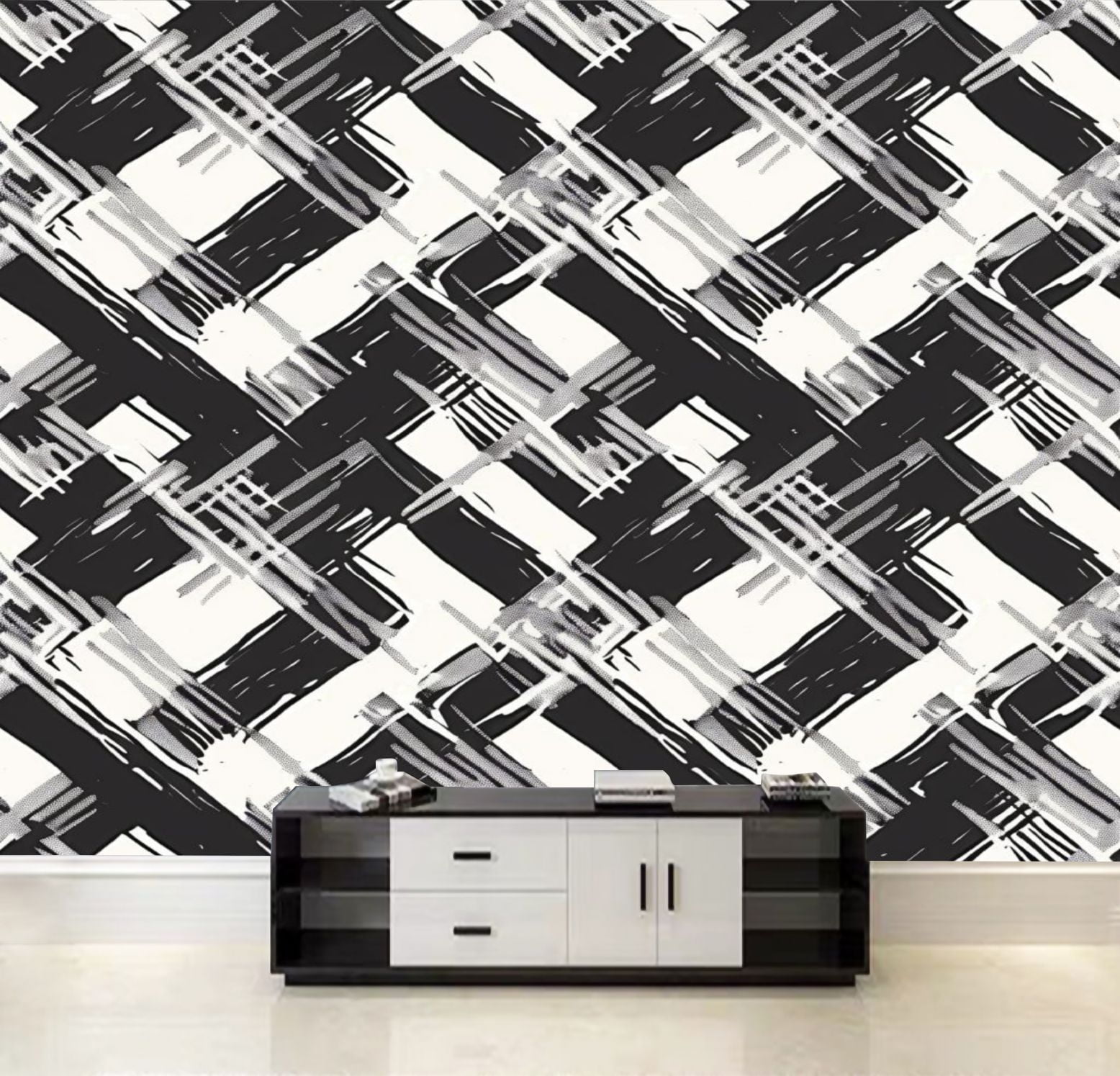 Peel and Stick Wallpaper Monochrome Distressed Mesh Textured Broken ...