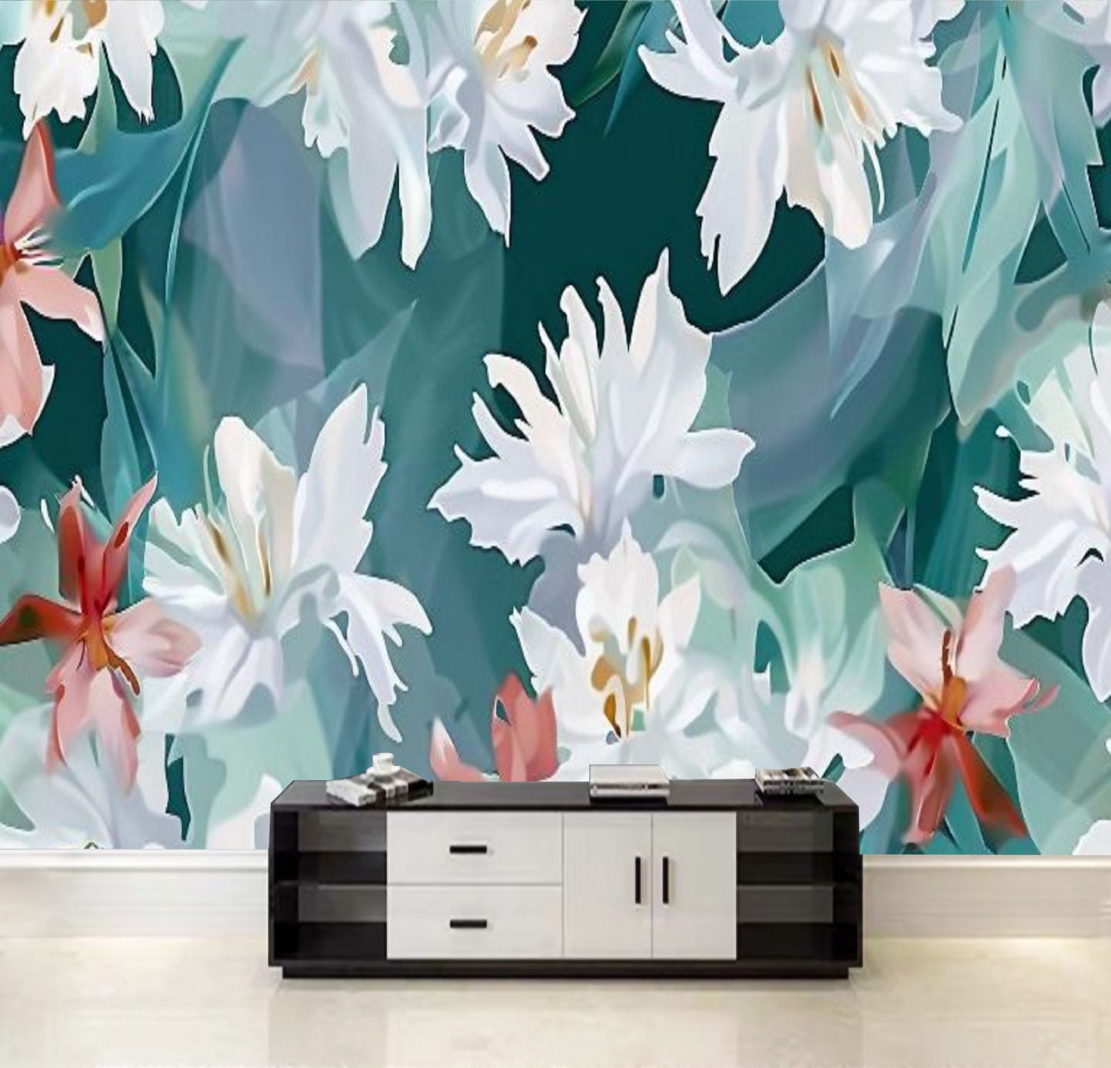 Peel and Stick Wallpaper Nature floral pattern Seamless summer flower ...