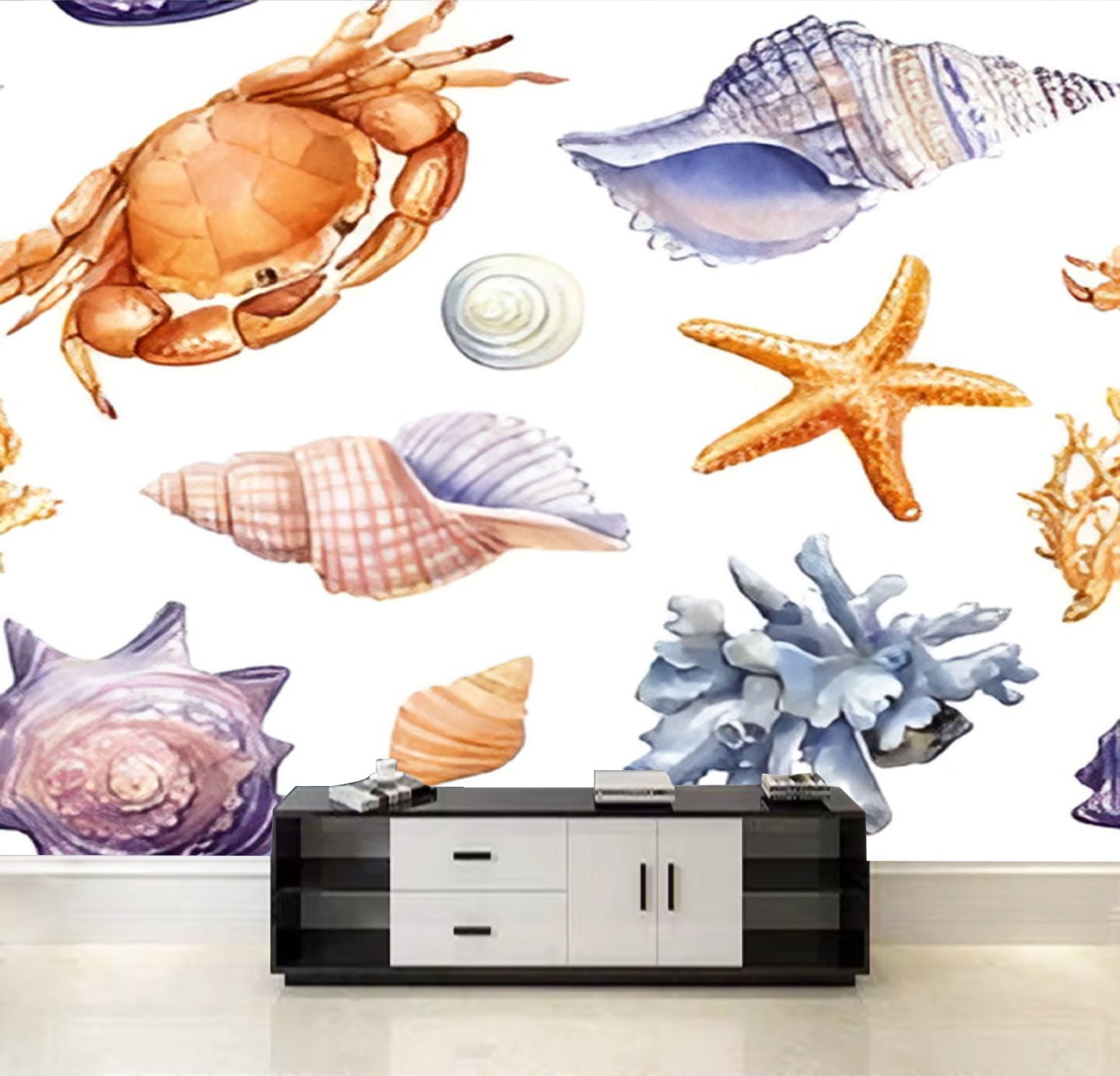 Peel and Stick Wallpaper Nautical for Watercolor Seamless pattern ...