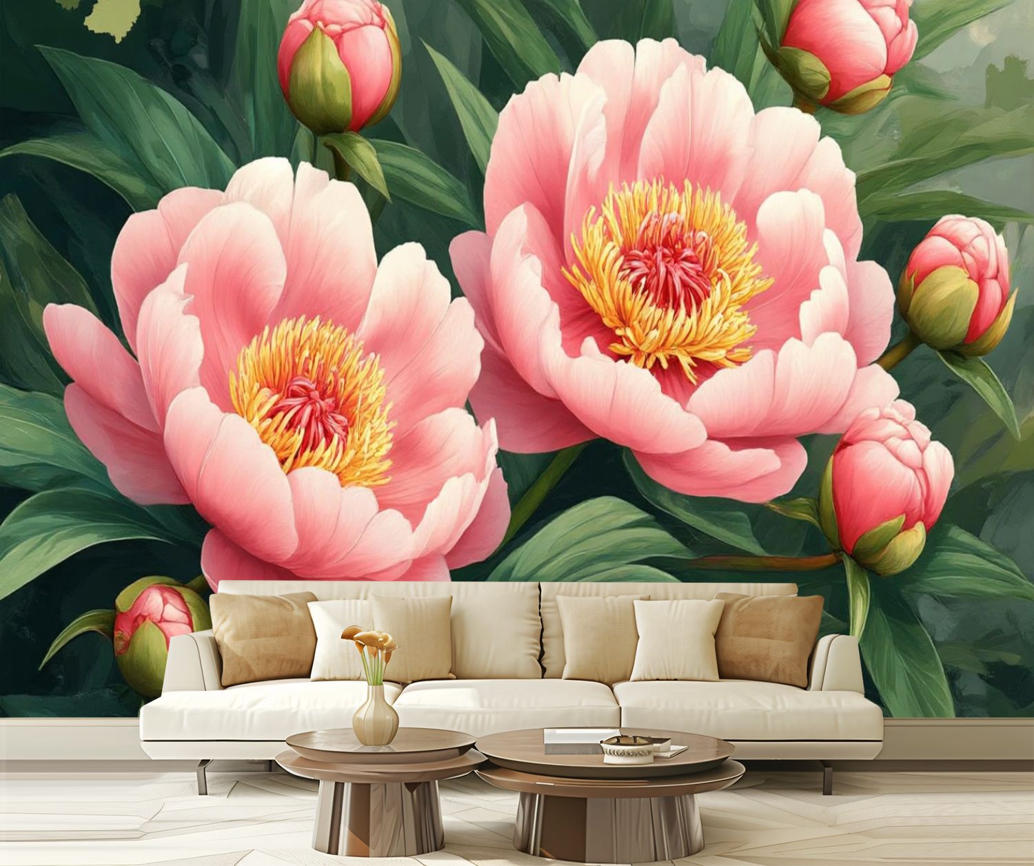 Peel and Stick Wallpaper Peony Flower Retro Pink 3d Wall Murals ...