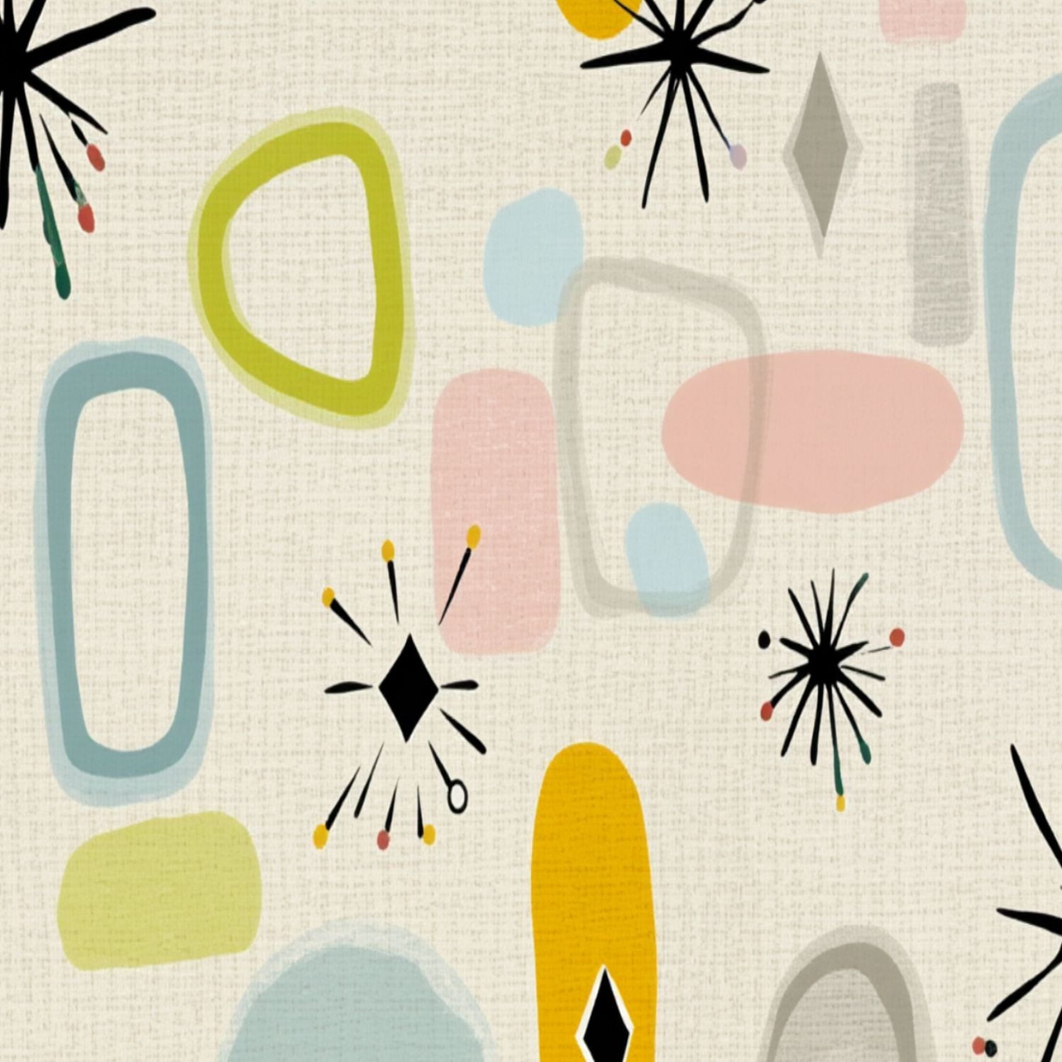 Peel and Stick Wallpaper Retro Seamless Repeat Mid Century Modern ...