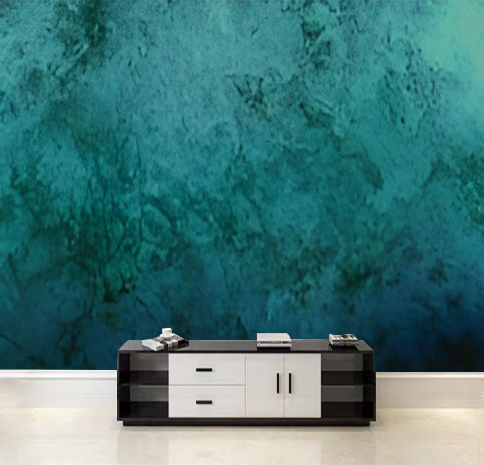 Peel and Stick Wallpaper Rich dark blue green texture marbled stone ...