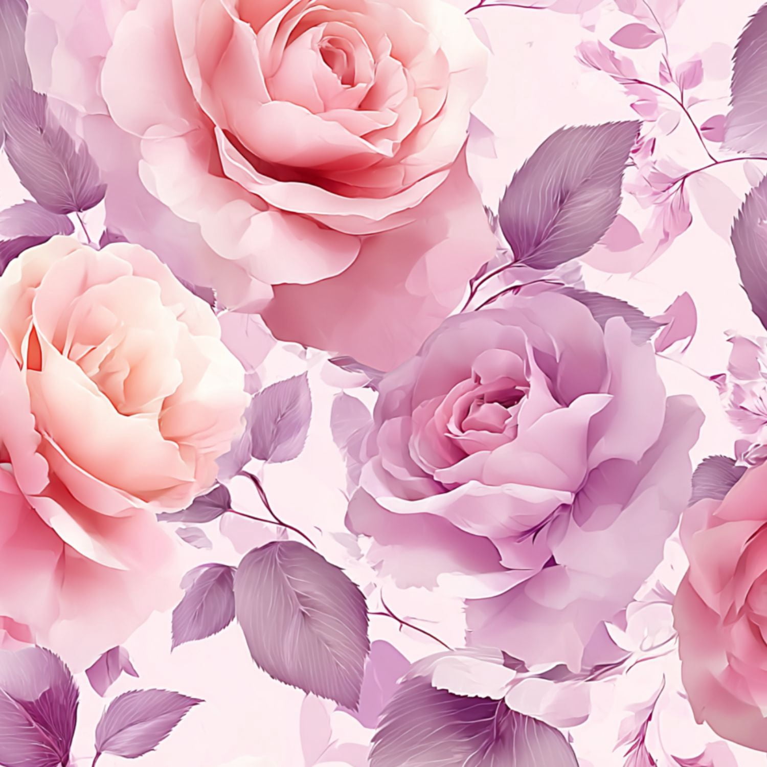 Peel and Stick Wallpaper Roses Floral Soft Pink Lavender Delicate ...