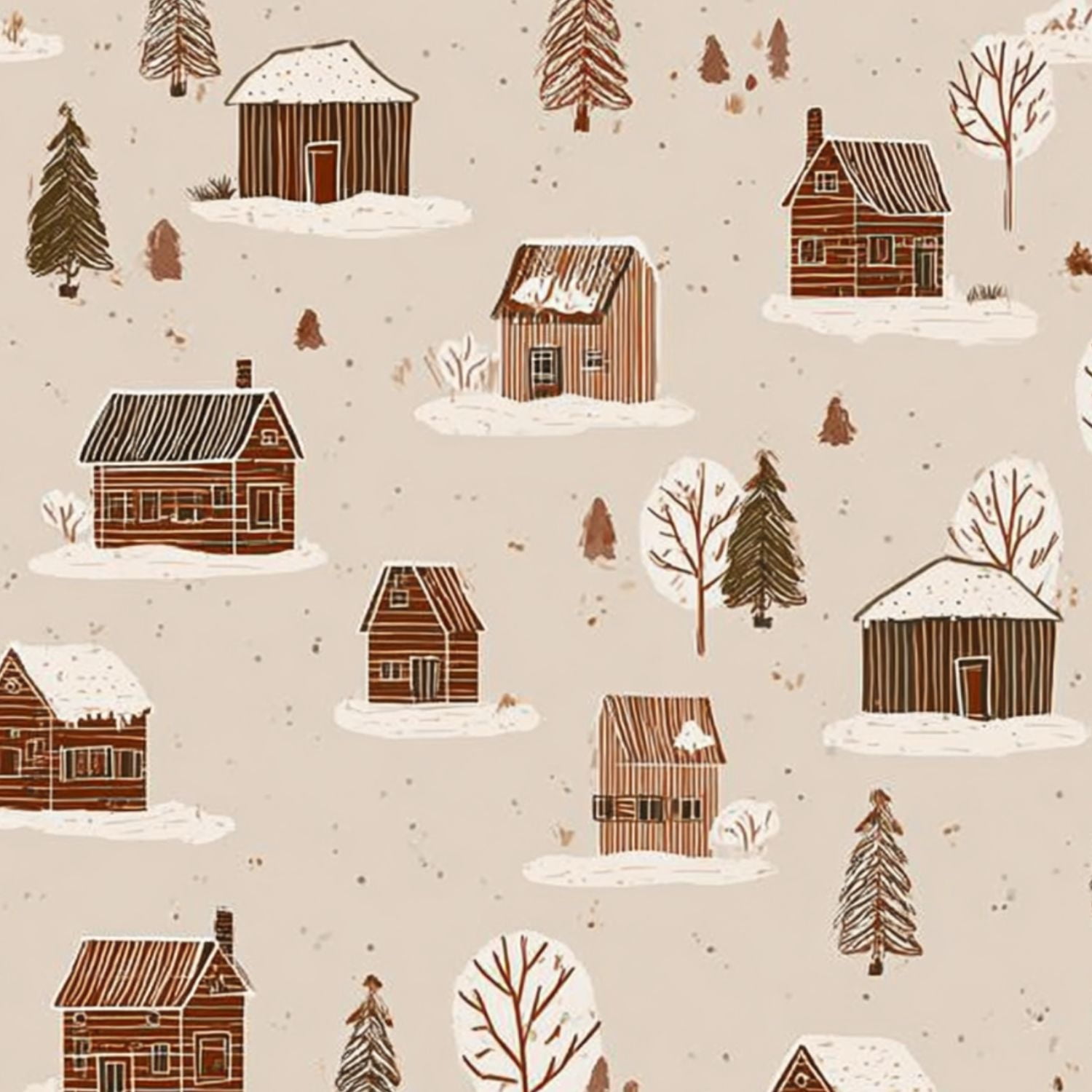 Peel and Stick Wallpaper Rustic Winter Cabins Snowy Landscape Evergreen ...
