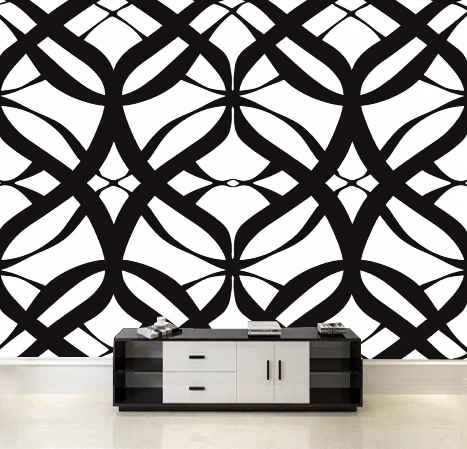 Peel and Stick Wallpaper Seamless Monochrome Geometric Pattern Canvas ...