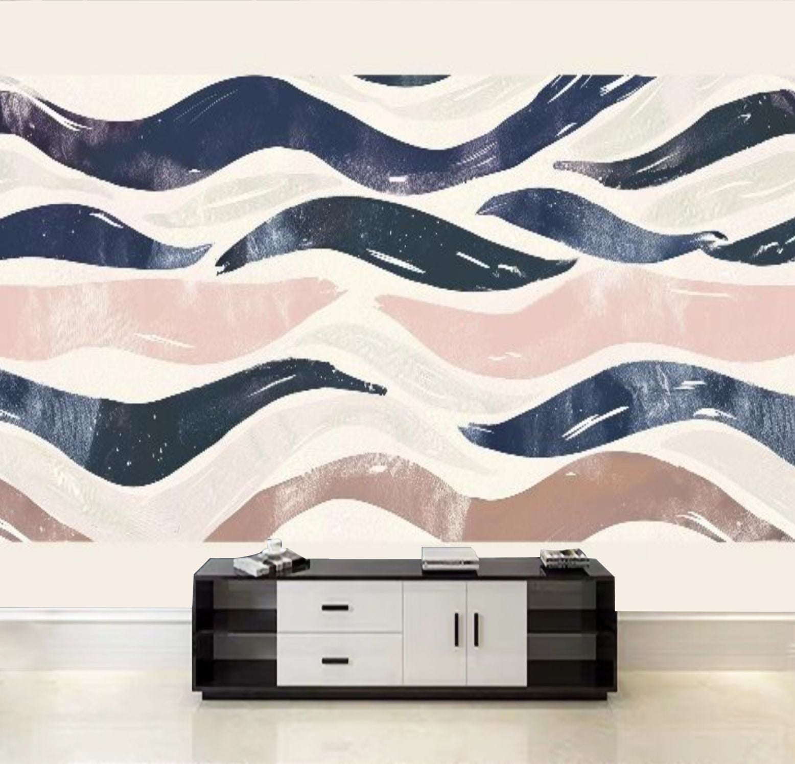 Peel and Stick Wallpaper Seamless Wave Pattern Hand drawn water sea ...