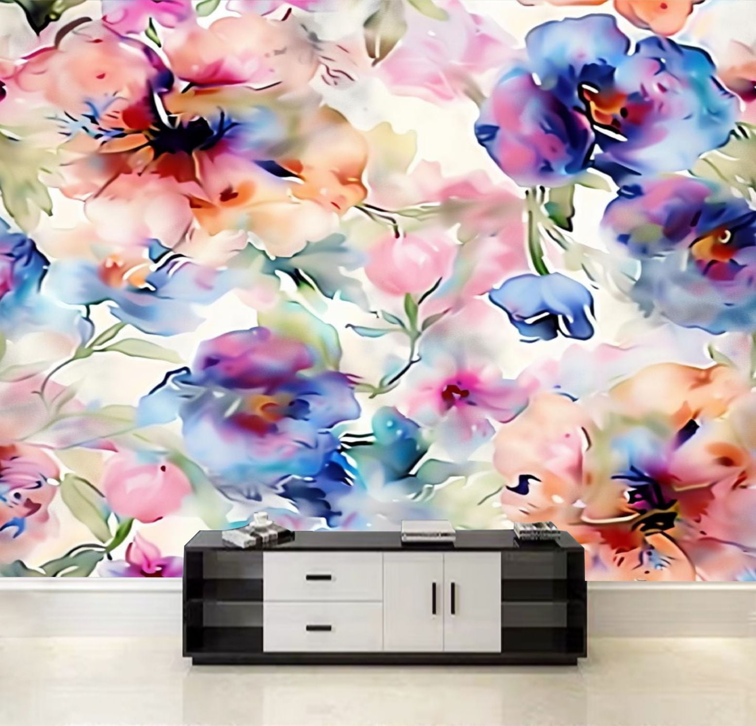 Peel and Stick Wallpaper Seamless floral pattern abstract pink pastel ...