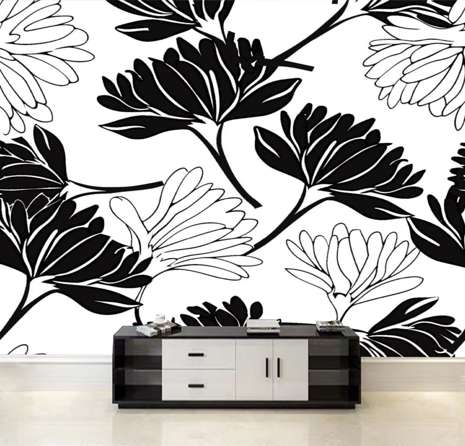 Peel and Stick Wallpaper Seamless pattern Chrysanthemums japanese ...