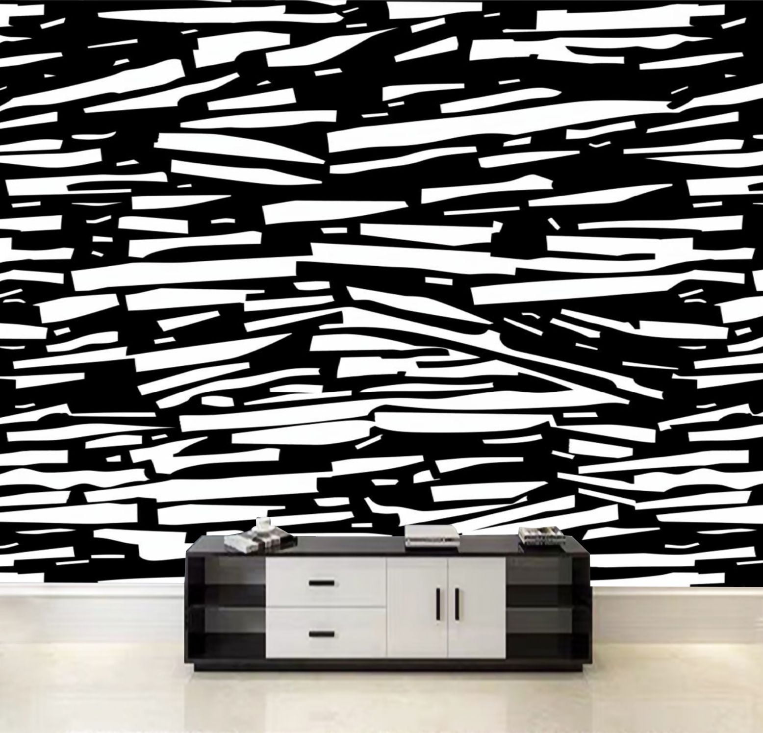 Peel and Stick Wallpaper Seamless pattern black brushstrokes abstract ...