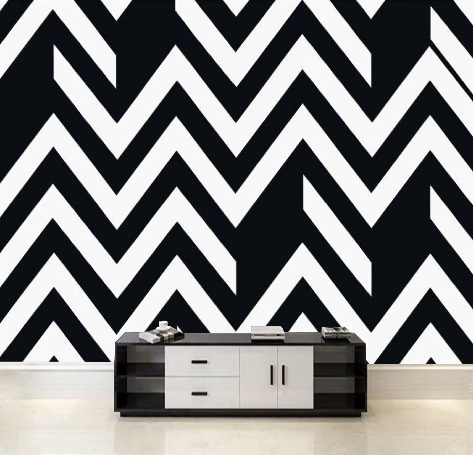 Peel and Stick Wallpaper Seamless pattern black white striped lines ...