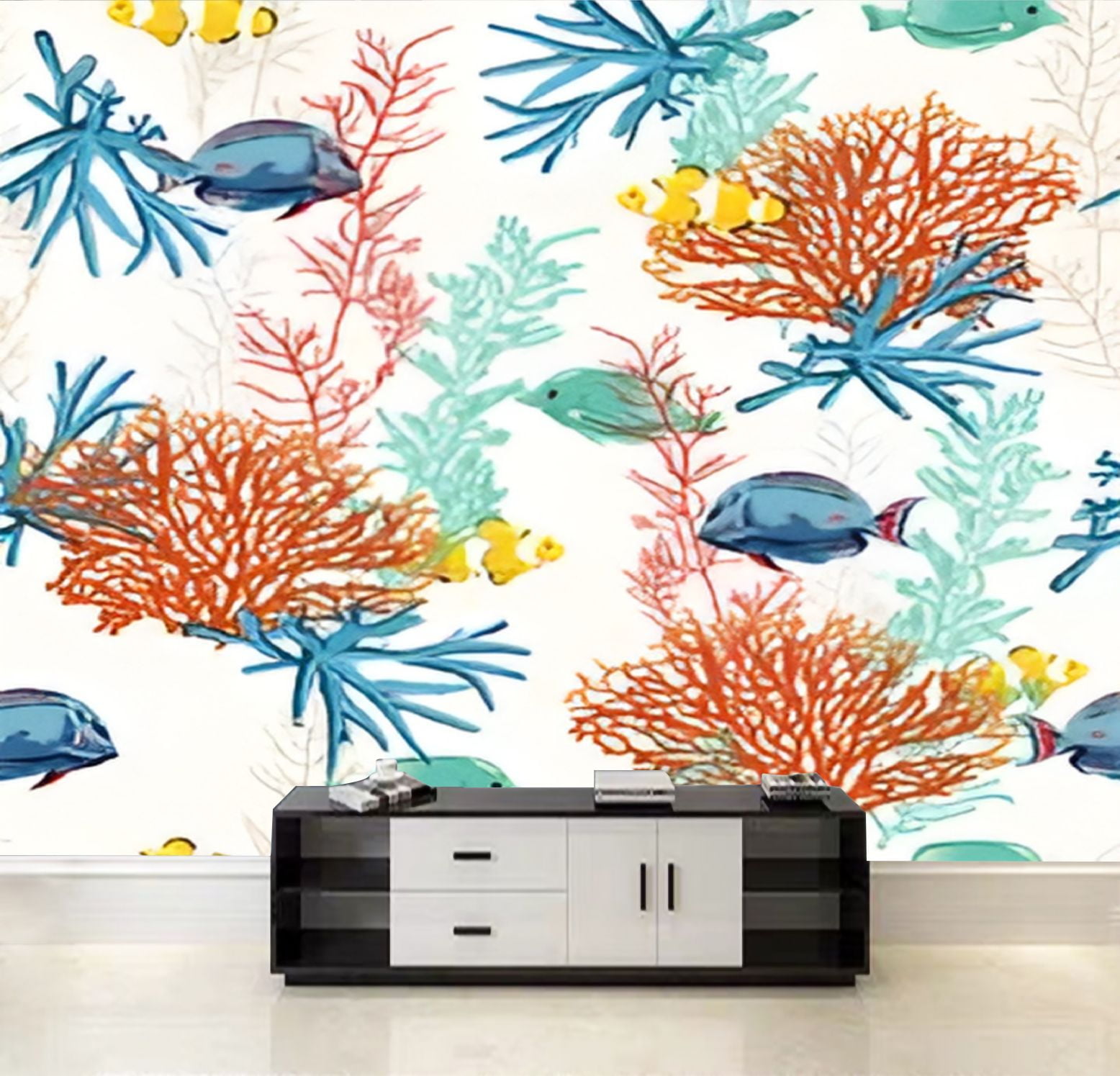 Peel and Stick Wallpaper Seamless pattern fish coral marine for fabric ...