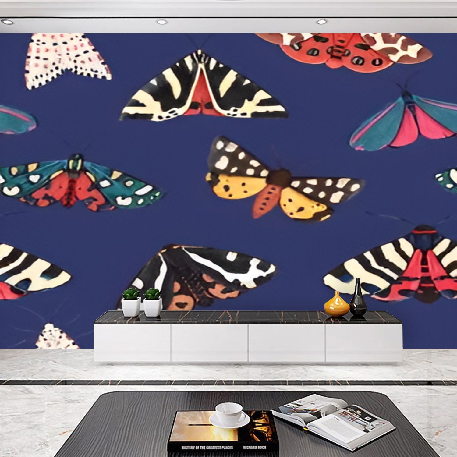 Peel and Stick Wallpaper Seamless pattern garden tiger moths Arctiidae ...