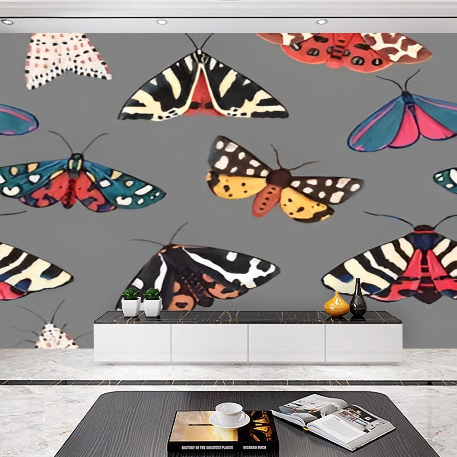 Peel and Stick Wallpaper Seamless pattern garden tiger moths Arctiidae ...
