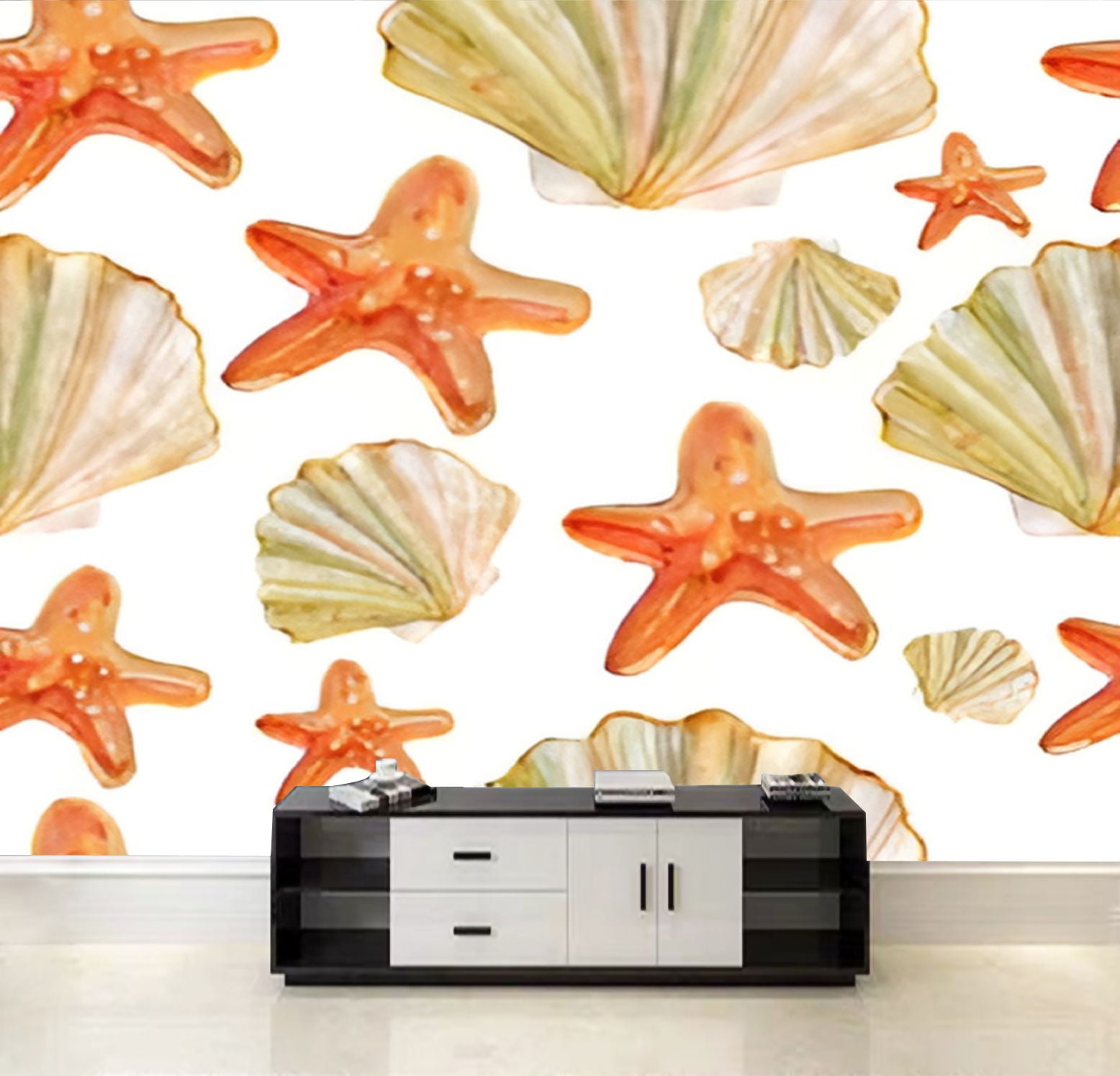 Peel and Stick Wallpaper Seamless pattern sea shell seashell seamless ...