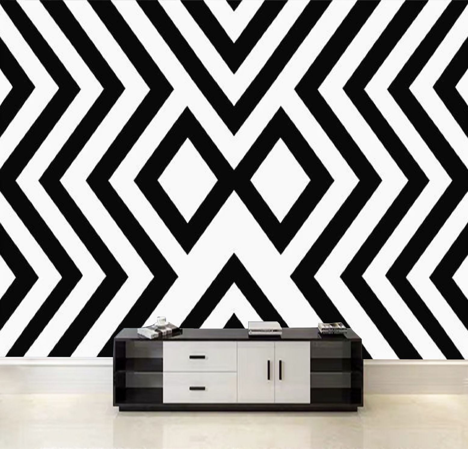 Peel and Stick Wallpaper Seamless pattern striped black white diagonal ...
