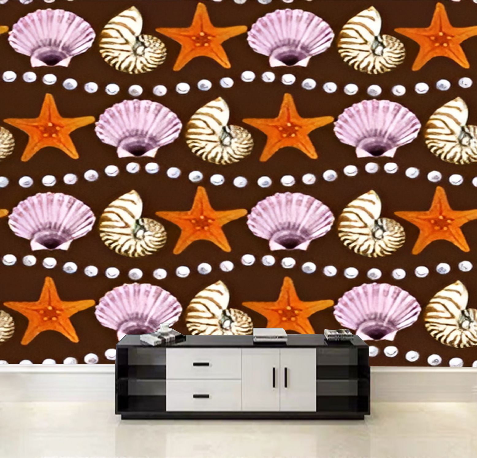 Peel and Stick Wallpaper Seamless watercolor sea pattern Hand drawn ...