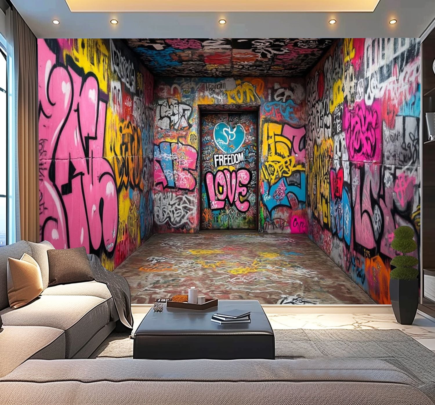 Peel and Stick Wallpaper Street Graffiti Mural 3D Street Doodle Wall ...