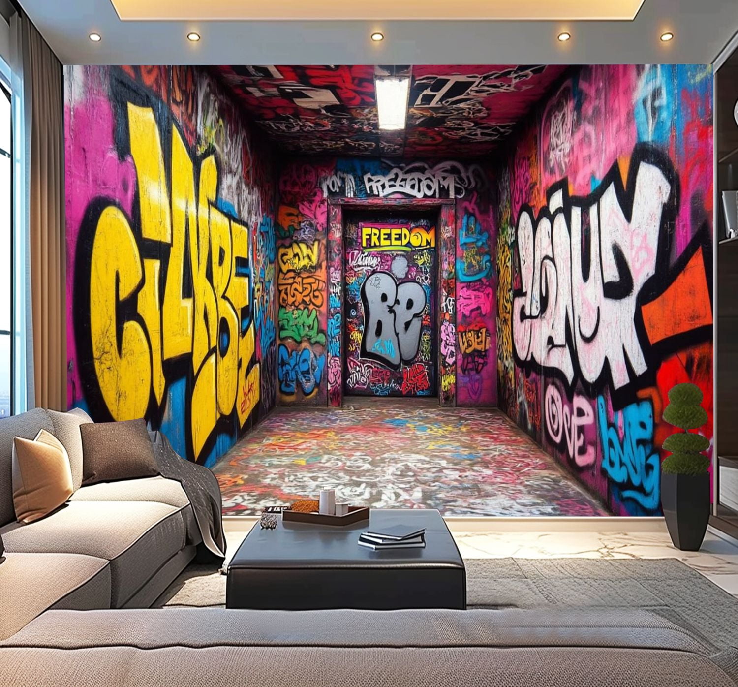 Peel and Stick Wallpaper Street Graffiti Mural 3D Street Doodle Wall ...