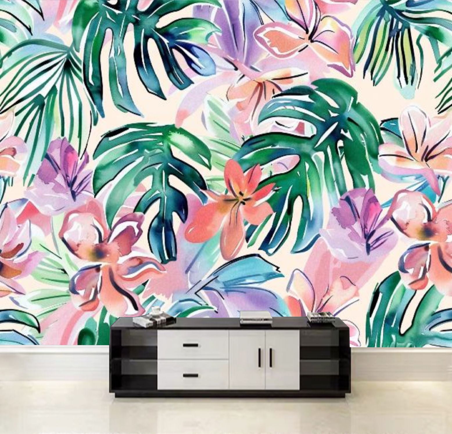 Peel and Stick Wallpaper Summer floral pattern looking like unfinished ...