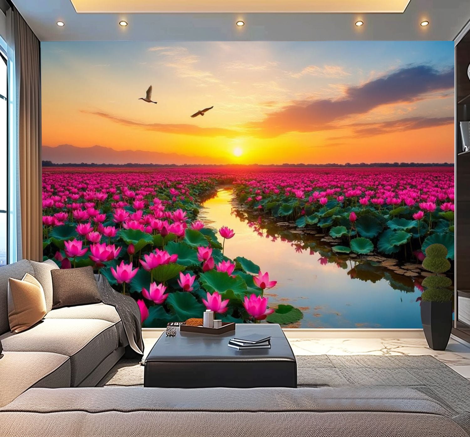 Peel and Stick Wallpaper Sunshine Rising Lotus Flower Thailand ...