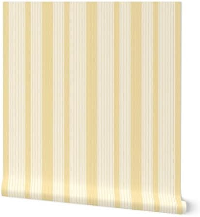 Peel & Stick Wallpaper Swatch - French Ticking Stripe Yellow Cream ...