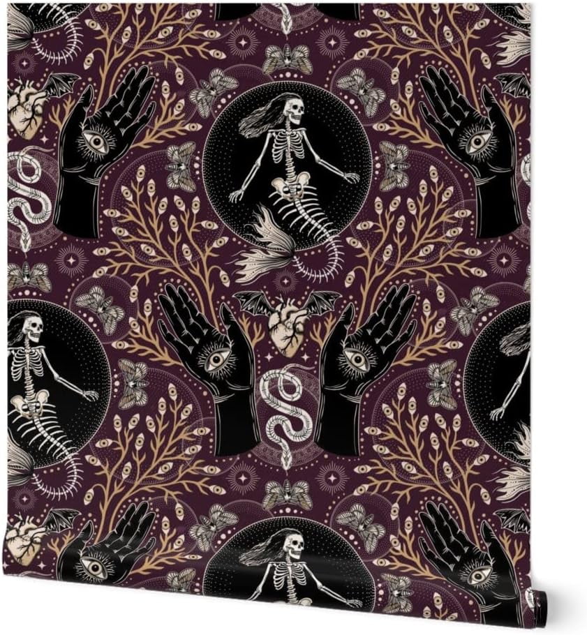 Peel & Stick Wallpaper Swatch - Skeleton Spooky Hands Eyes Snake Scary ...