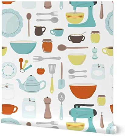 Peel & Stick Wallpaper Swatch - Vintage Kitchen Cooking Baking Retro ...