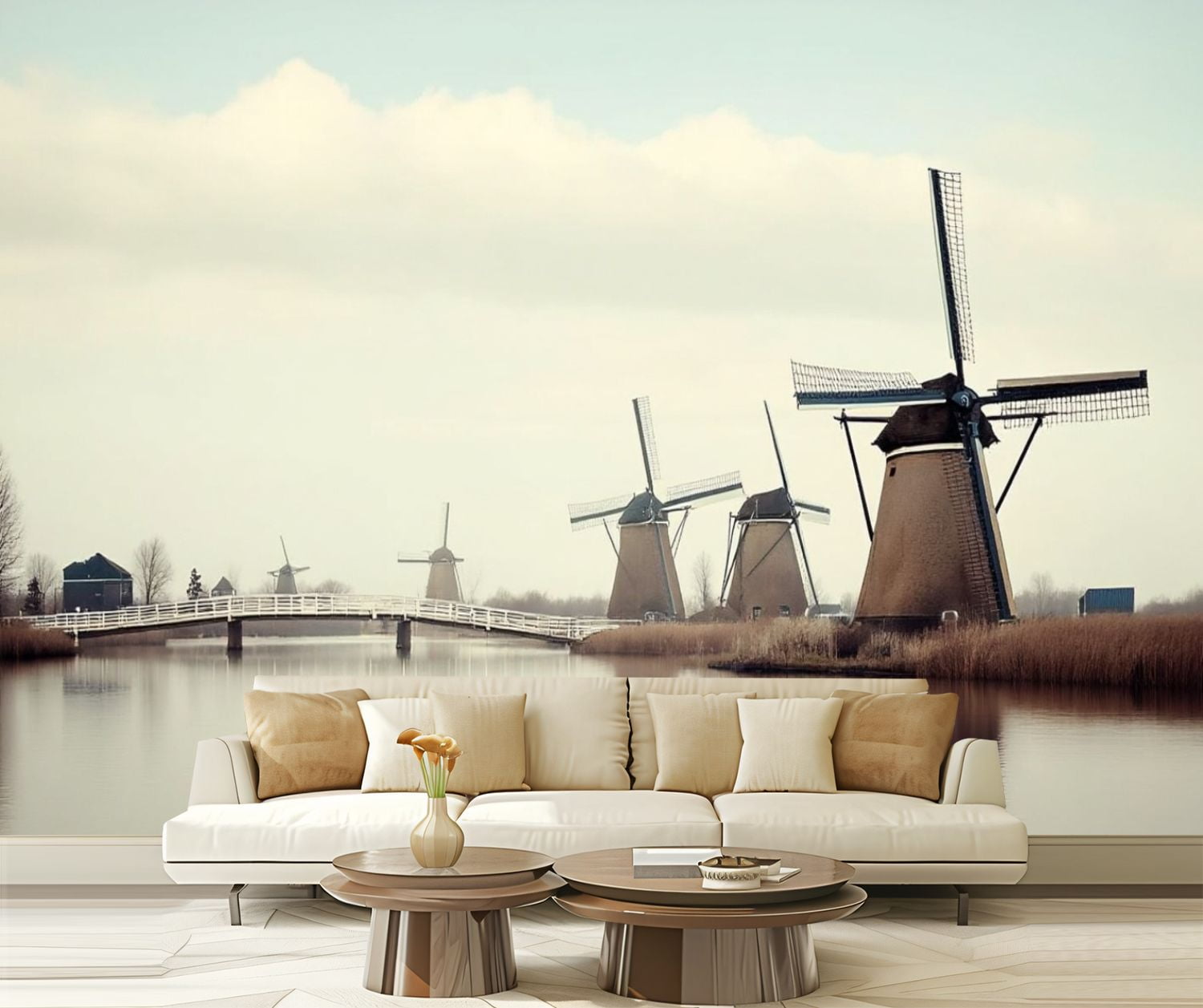 Peel and Stick Wallpaper Traditional Vintage Holland Landscape ...