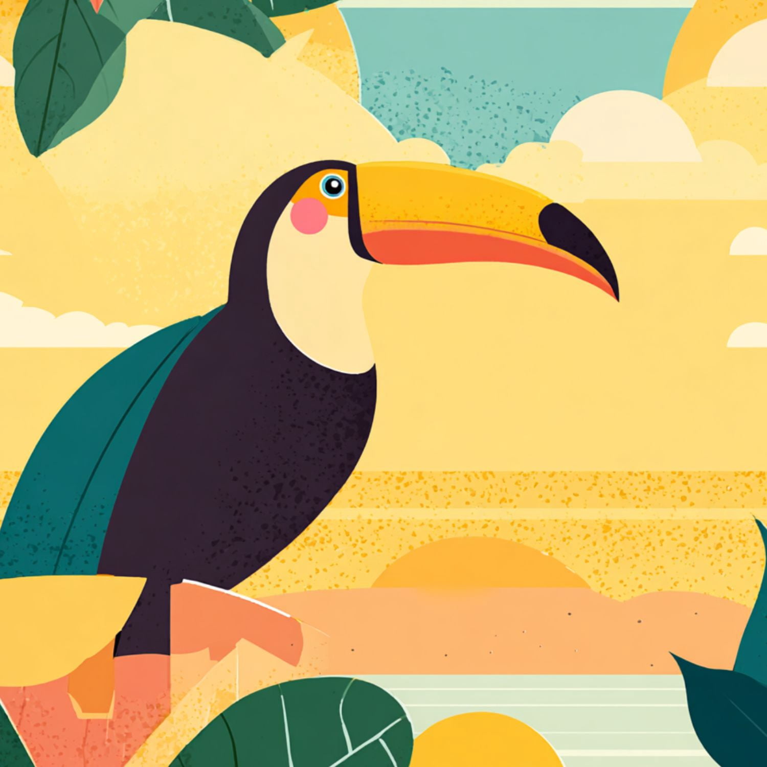 Peel and Stick Wallpaper Tropical Toucan Vibrant Sun Greenery Wall ...