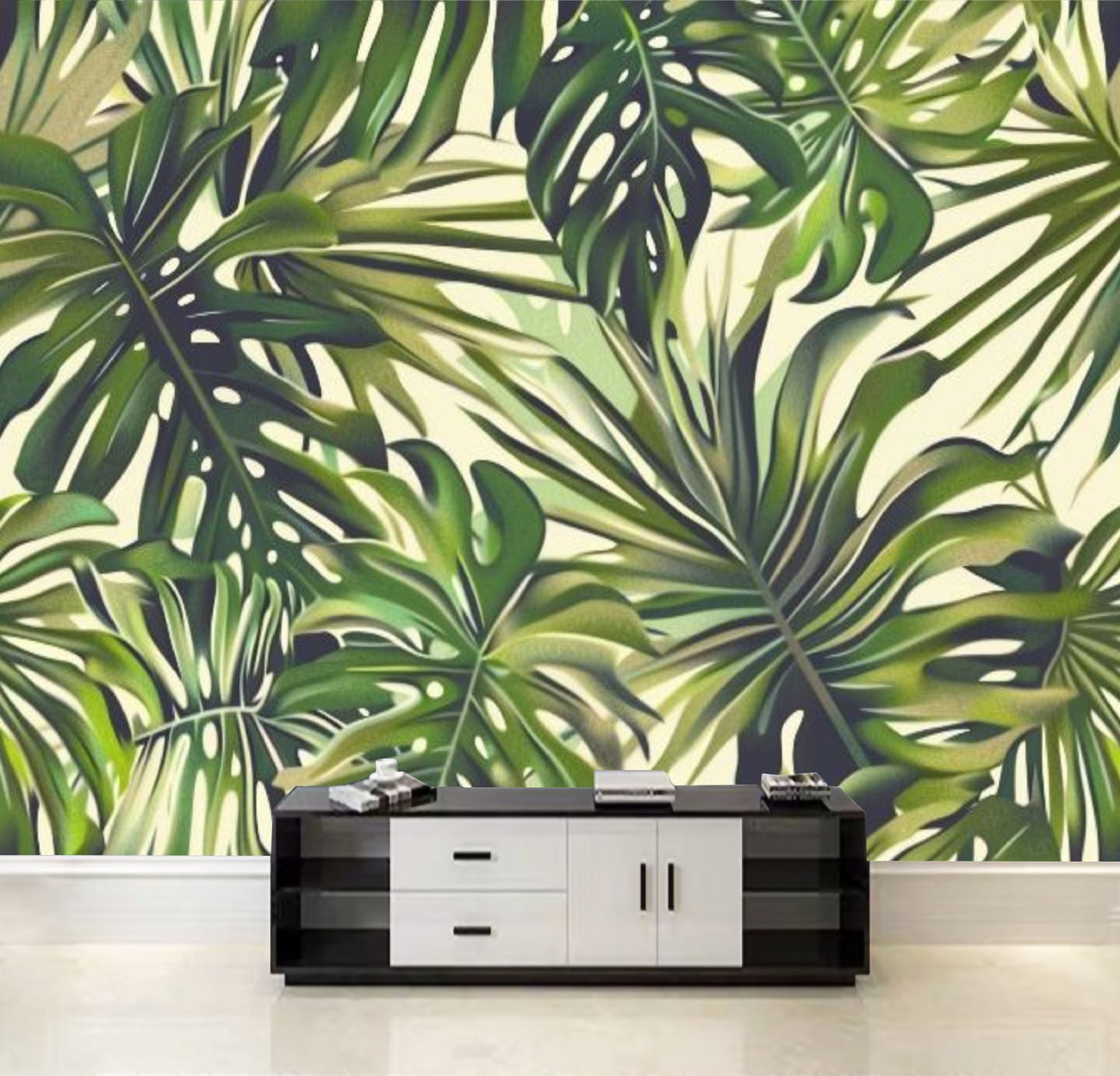 Peel and Stick Wallpaper Tropical palm leaves jungle leaf seamless ...