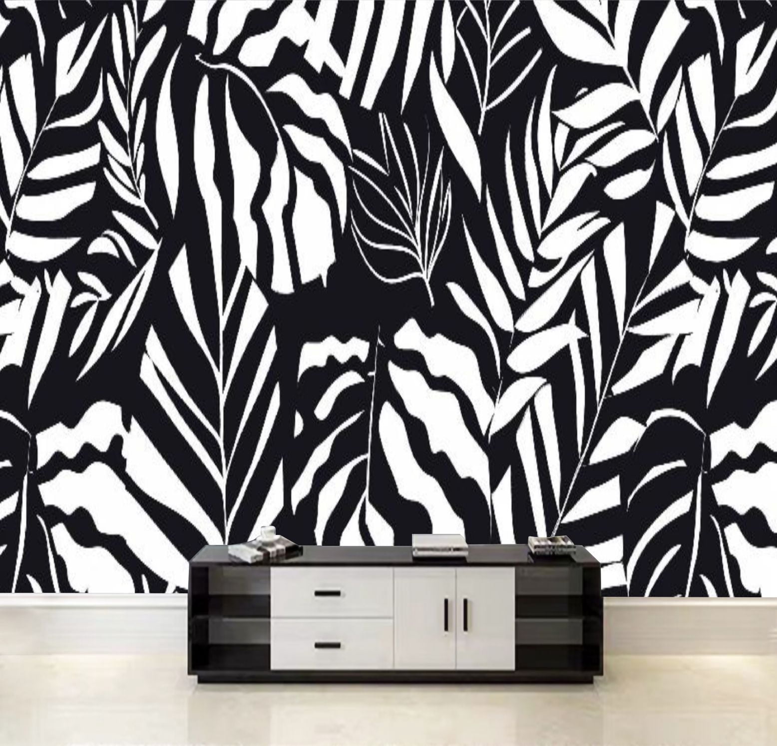 Peel and Stick Wallpaper Tropical pattern palm leaves seamless floral ...