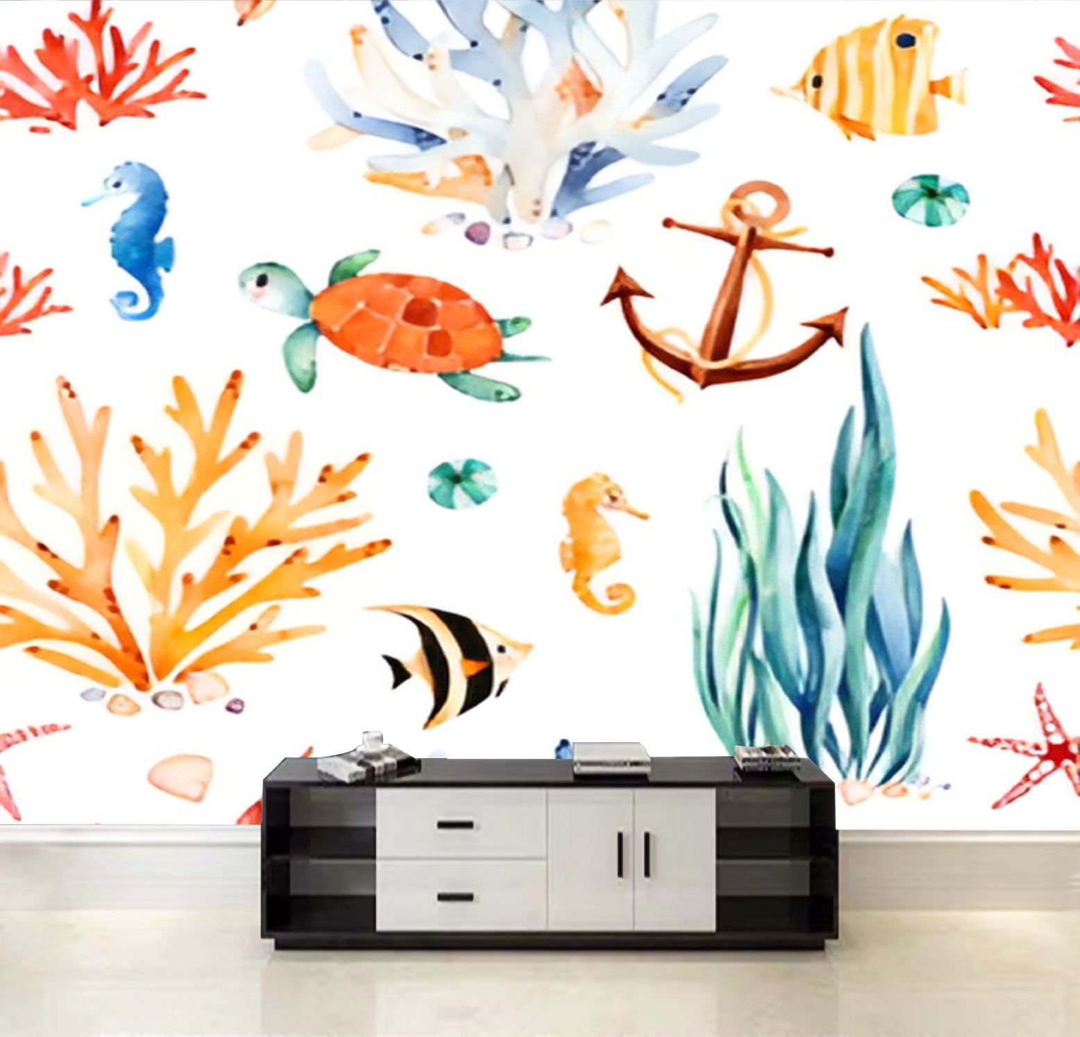 Peel and Stick Wallpaper Underwater multicolored seamless pattern ...