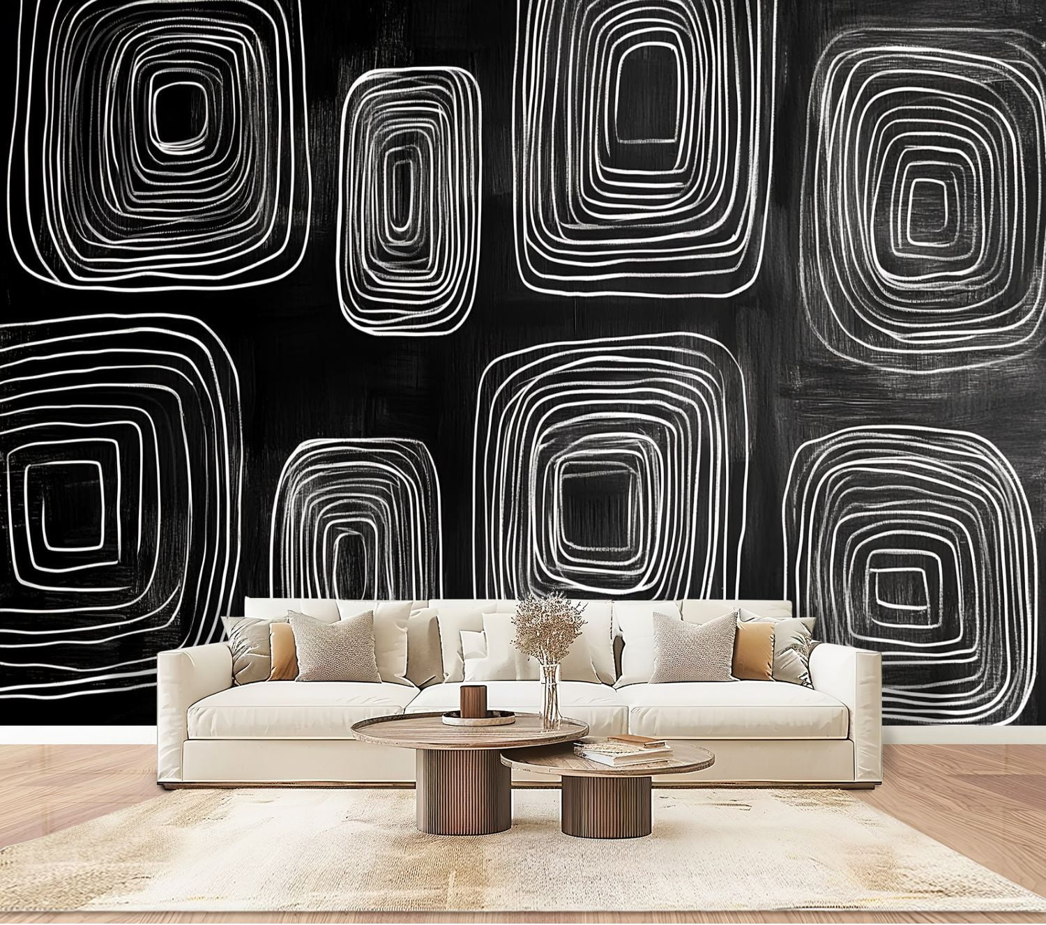 Peel and Stick Wallpaper Wall Murals Black Repetitive Patterns ...