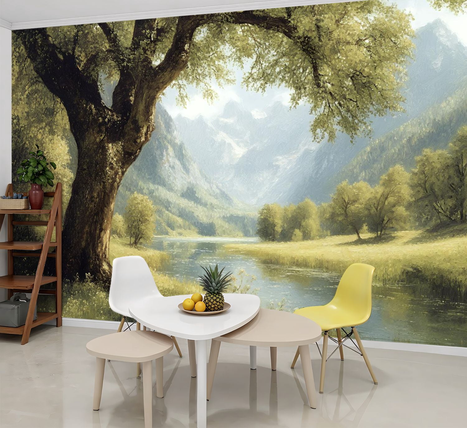 Peel and Stick Wallpaper Wall Murals Blue Tree Forest Landscape Rustic ...