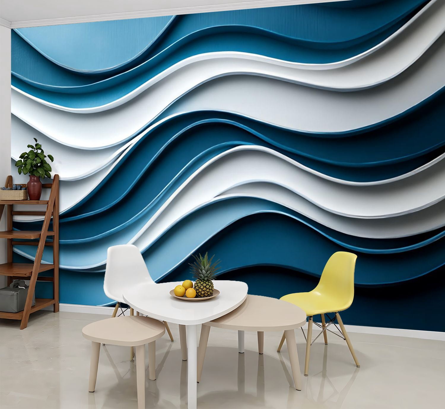 Peel and Stick Wallpaper Wall Murals Blue White Stripe Decorative Decor ...