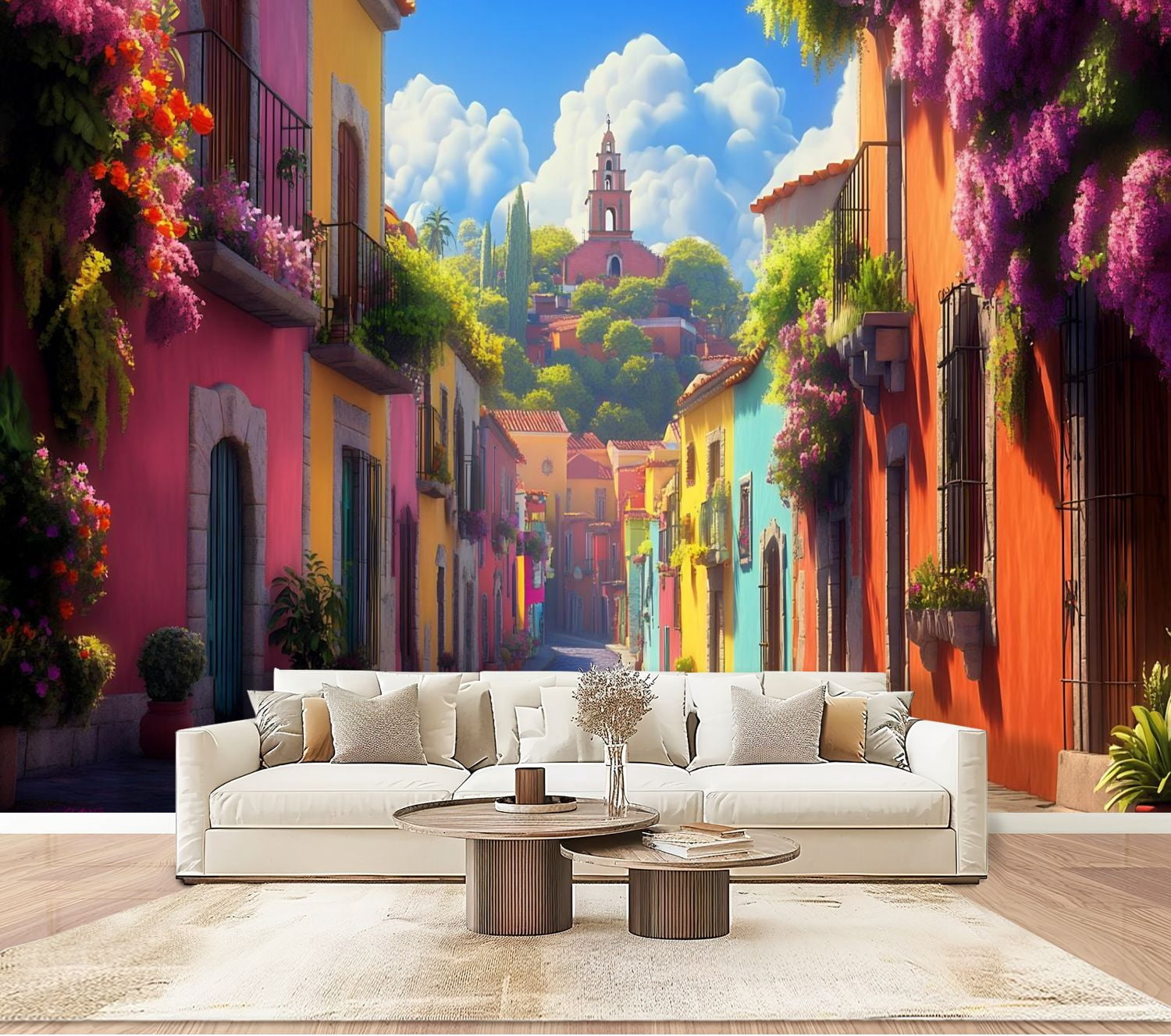 Peel and Stick Wallpaper Wall Murals Colorful Mexico Mexican Buildings ...