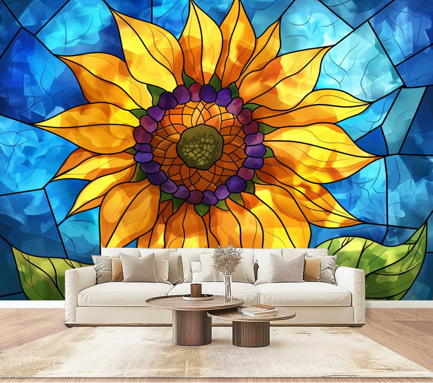 Peel and Stick Wallpaper Wall Murals Decorative Sunflower Glass Panel ...