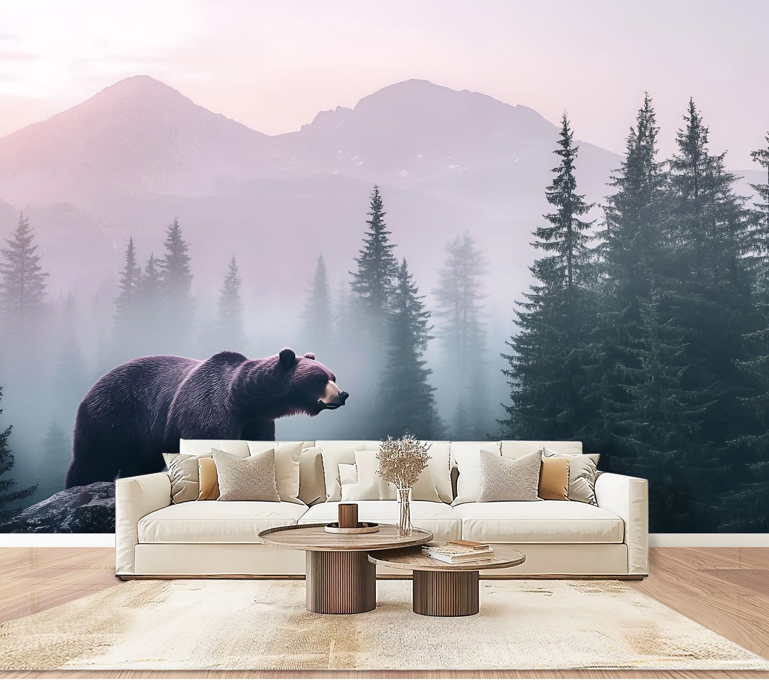 Peel and Stick Wallpaper Wall Murals Grizzly Bear Forest Rocky Mountain ...